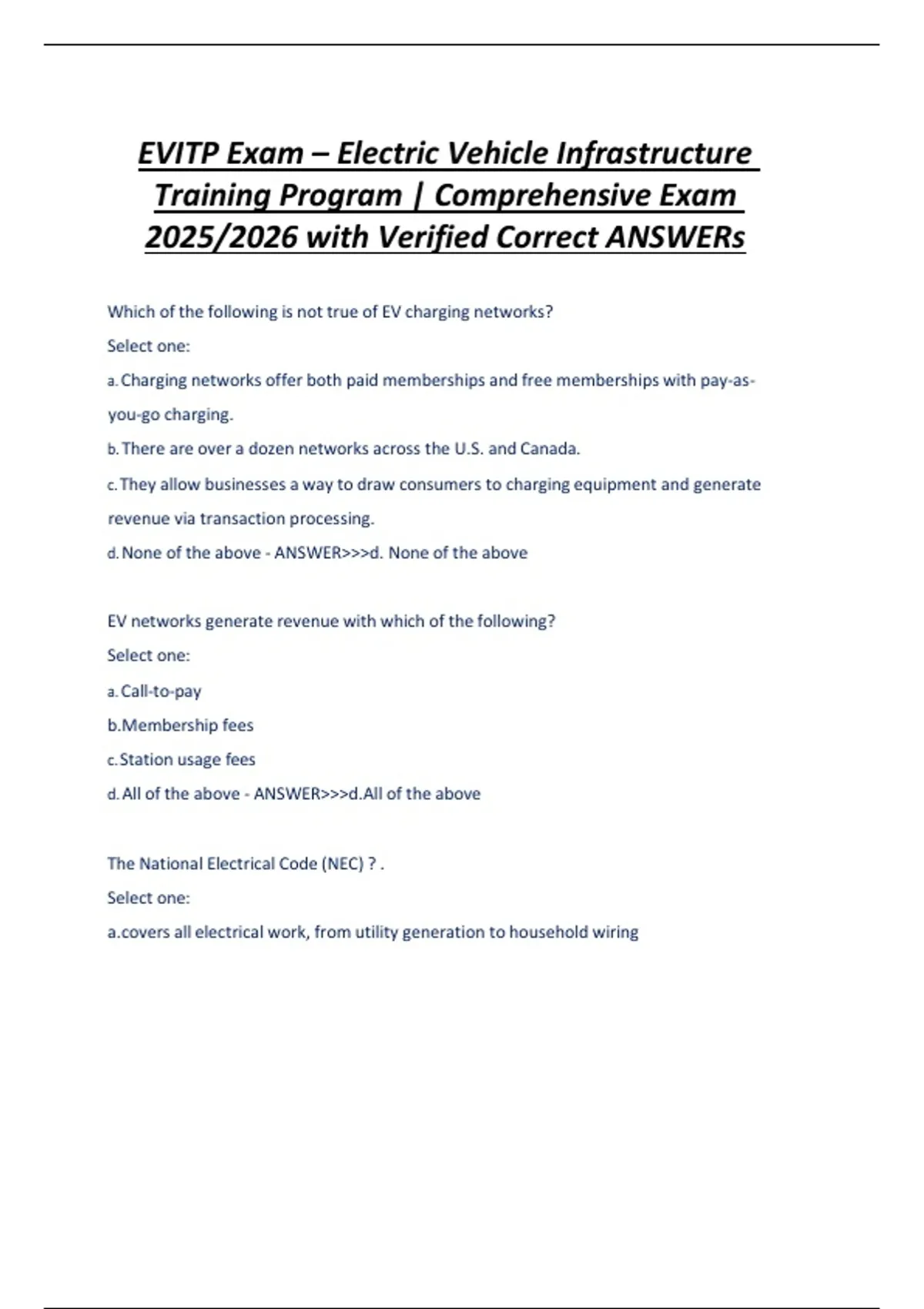 EVITP Exam – Electric Vehicle Infrastructure Training Program ...
