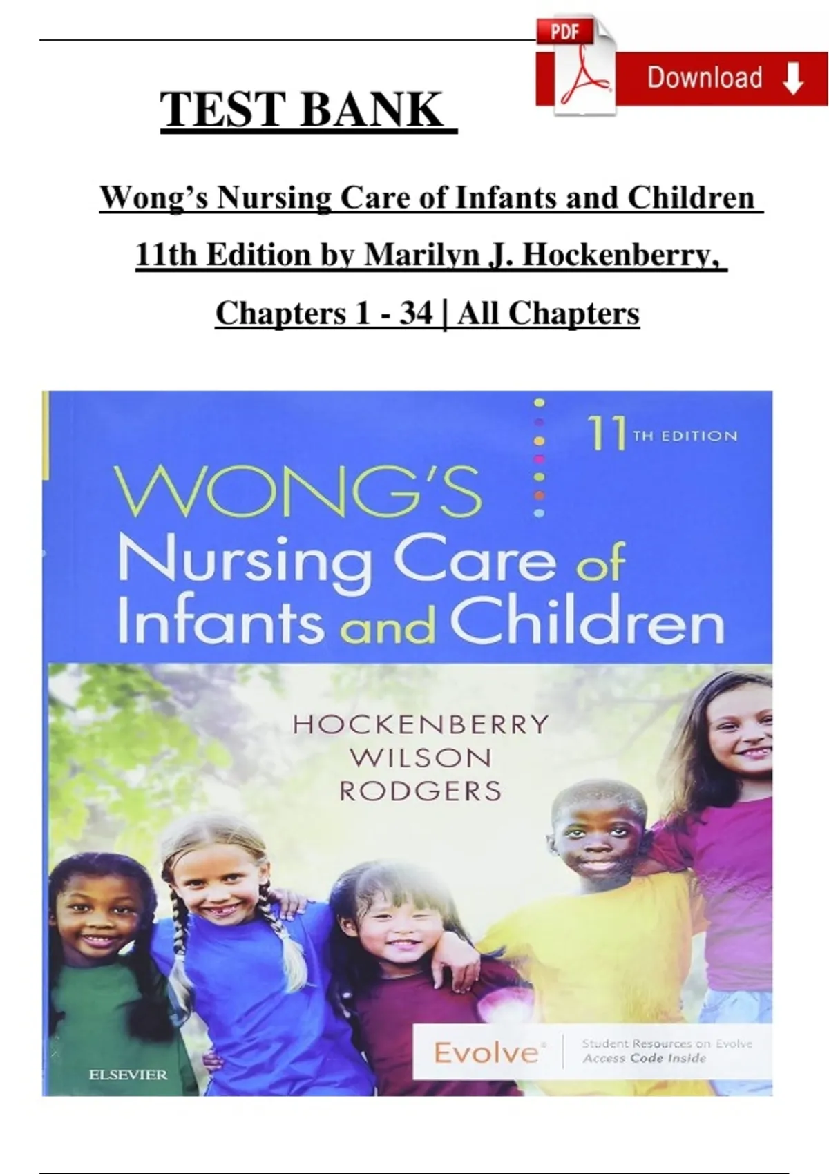 TEST BANK Wong’s Nursing Care of Infants and Children 11th Edition by ...