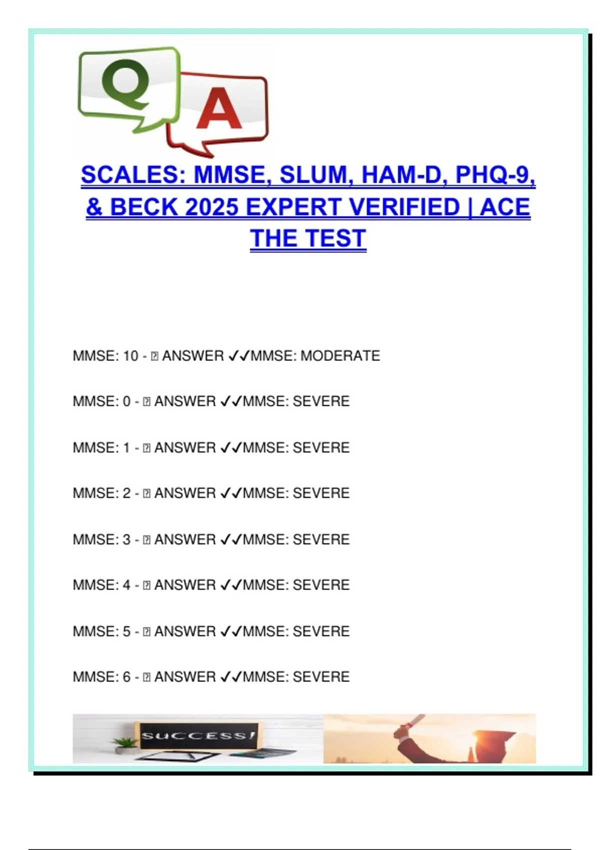 Mental Health Scales 2025/2026 – MMSE, SLUMS, HAM-D, PHQ-9 & Beck ...