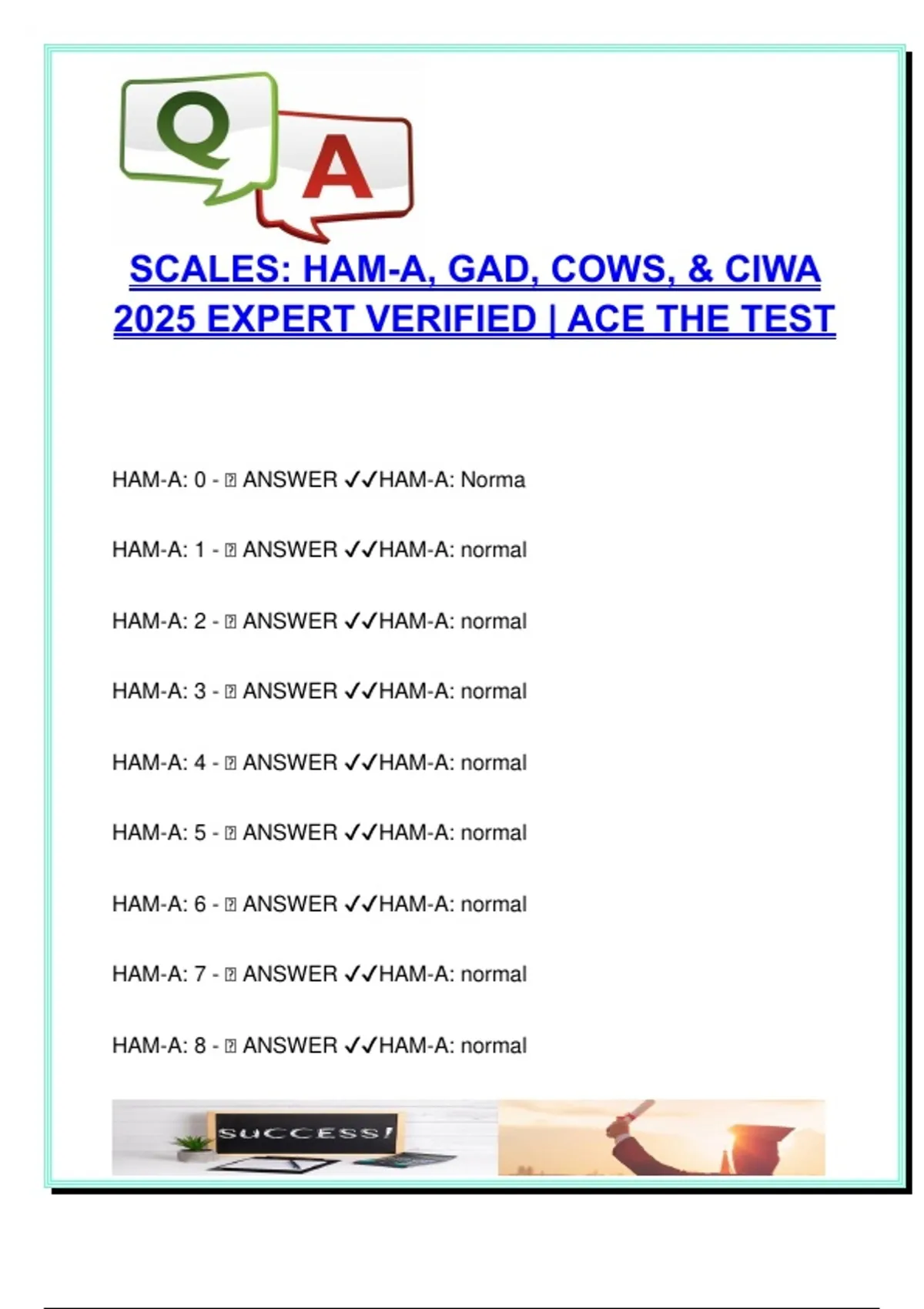 Mental Health Scales 2025/2026 – HAM-A, GAD-7, COWS & CIWA | Anxiety ...