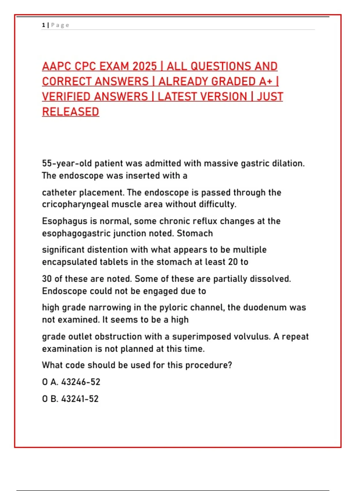 AAPC CPC Exam 2025: All Questions & Verified Answers | Study Guide ...