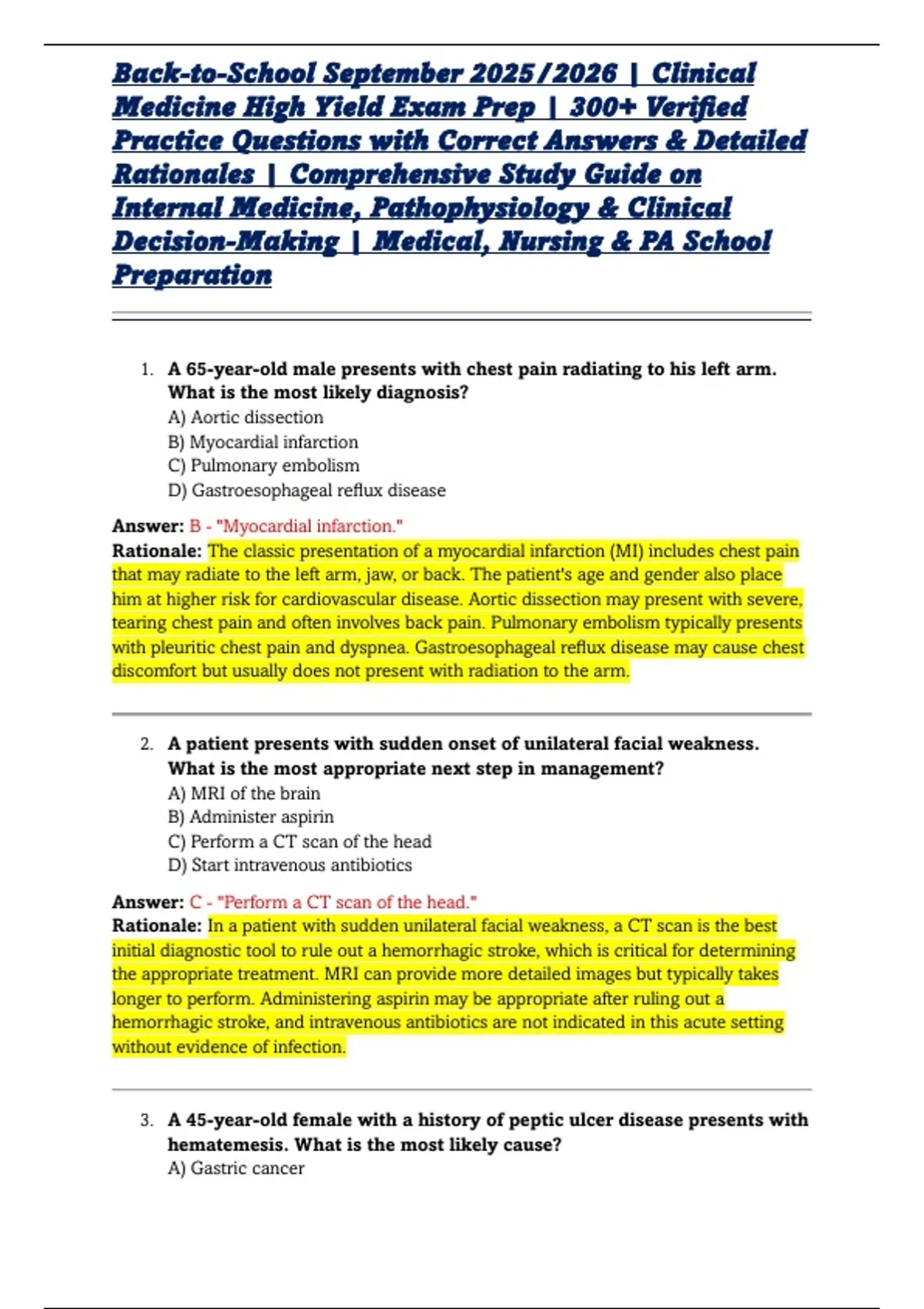 Back-to-School September 2025/2026 | Clinical Medicine High Yield Exam ...