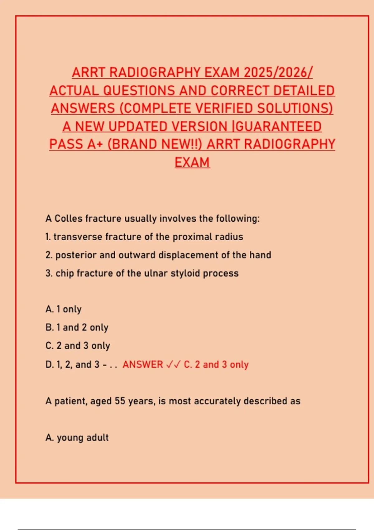 ARRT Radiography Exam 2025/2026: Actual Questions & Verified Answers ...
