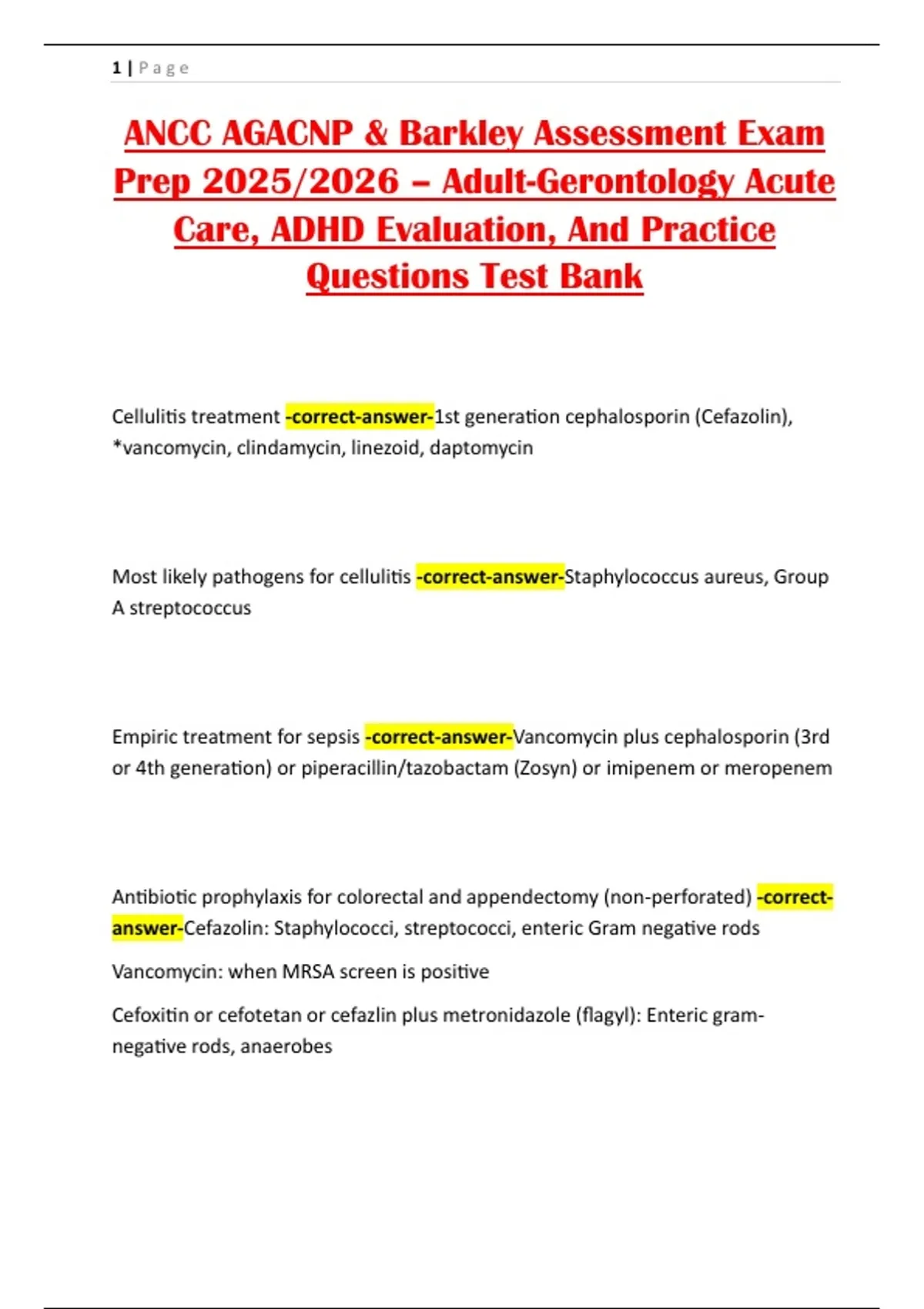 ANCC AGACNP & Barkley Assessment Exam Prep 2025/2026 – Adult ...
