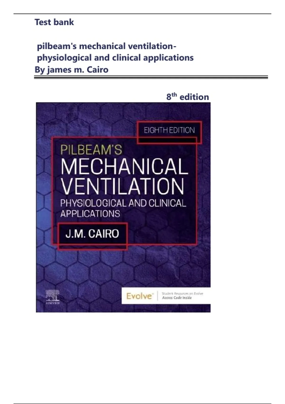 Test Bank for Pilbeam's Mechanical Ventilation- Physiological and ...