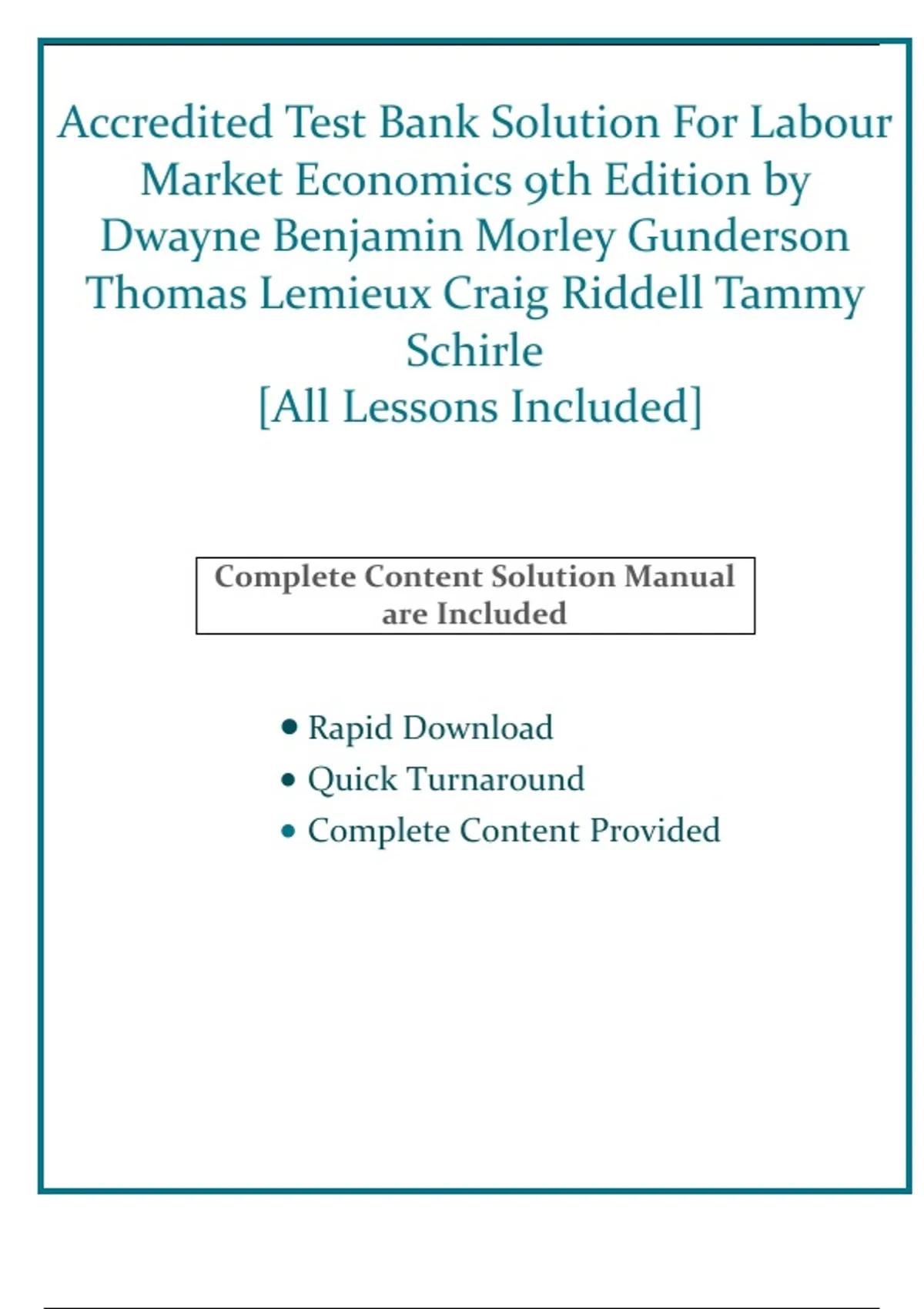 Accredited Test Bank Solution For Labour Market Economics 9th Edition ...