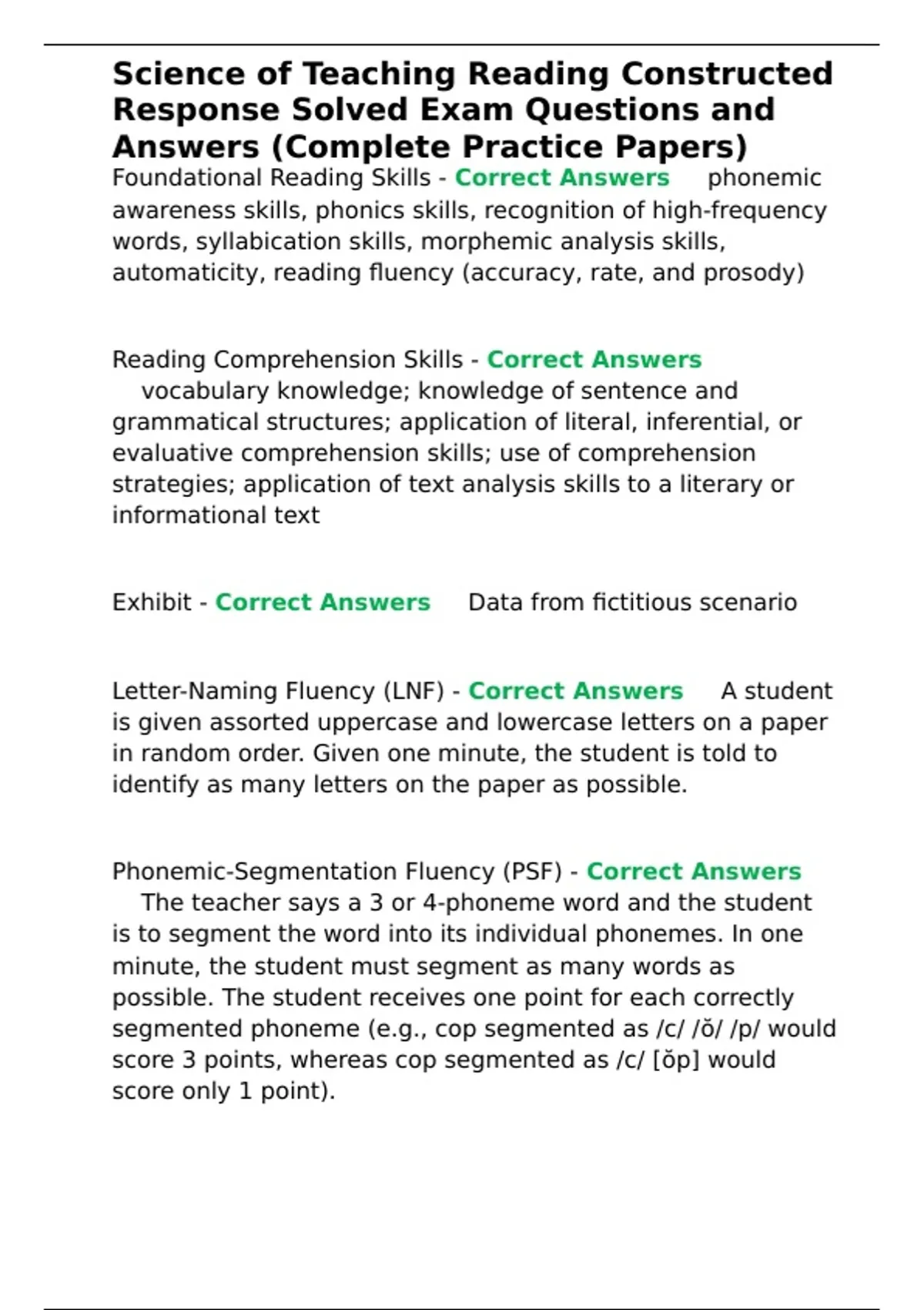 Science of Teaching Reading Constructed ResponScience of Teaching ...