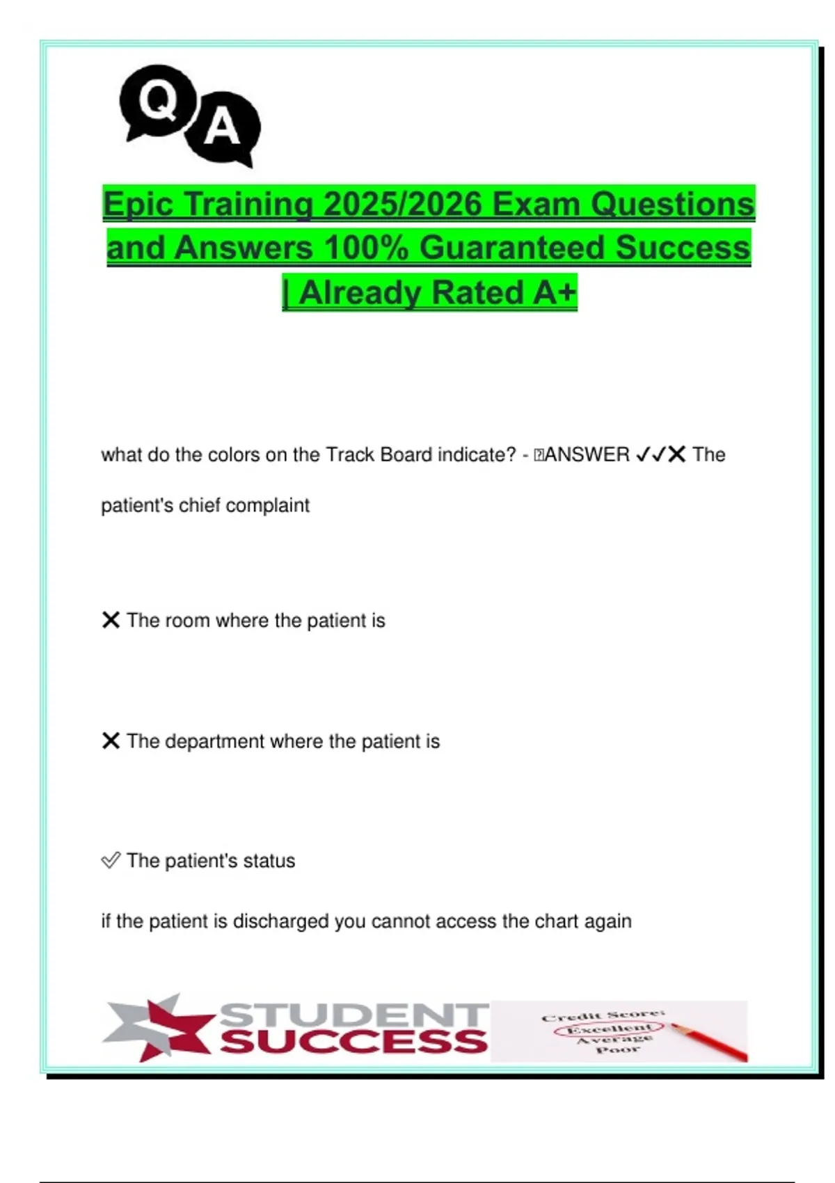 Epic Training 2025/2026 — Exam Questions and Answers | ASAP ED, Track Board, Call Log, Chart ...