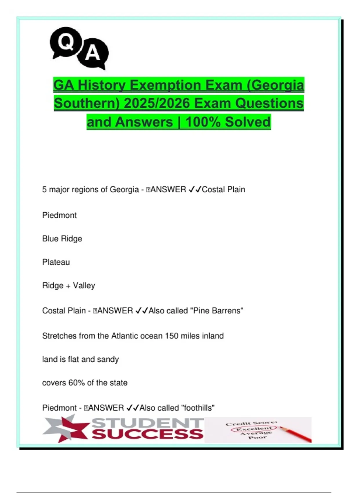 Georgia History Exemption Exam (Georgia Southern) 2025/2026 — Verified ...