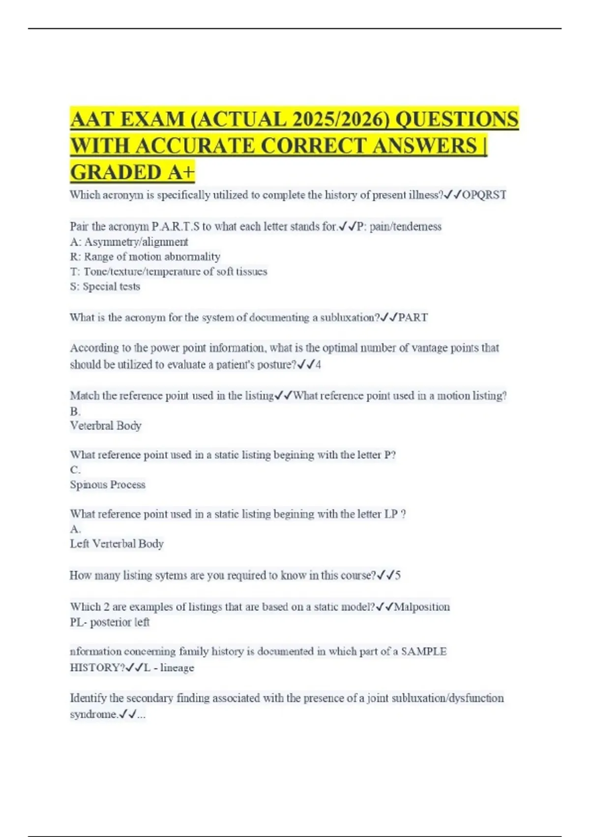 AAT EXAM (ACTUAL 2025/2026) QUESTIONS WITH ACCURATE CORRECT ANSWERS ...