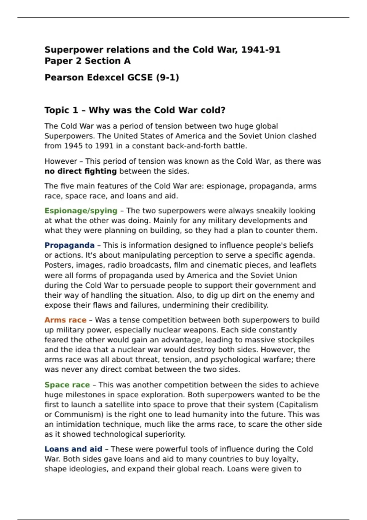 Why was the Cold War Cold? - GCSE History Summary and Revision notes ...