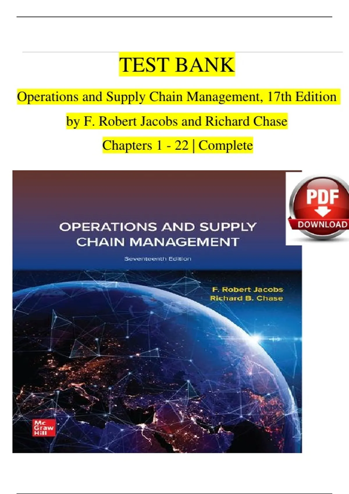 TEST BANK Operations and Supply Chain Management, 17th Edition by F ...