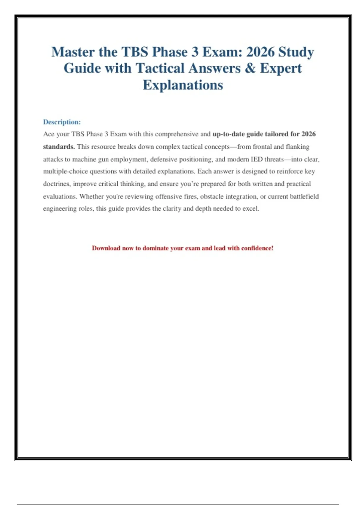 TBS Phase 3 Exam Guide 2026: Tactics, Questions & Answers - TBS Phase 3 ...