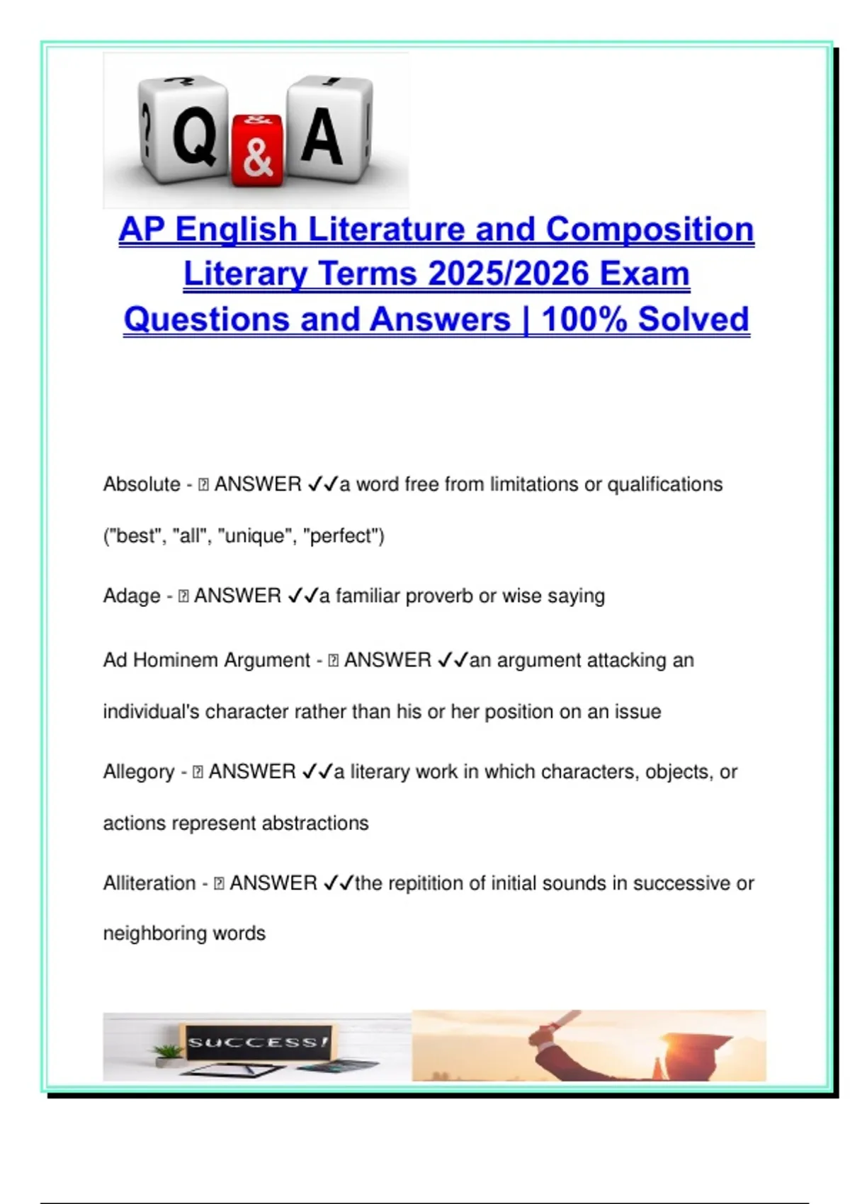 AP English Literature and Composition Literary Terms 2025/2026 – 200 ...