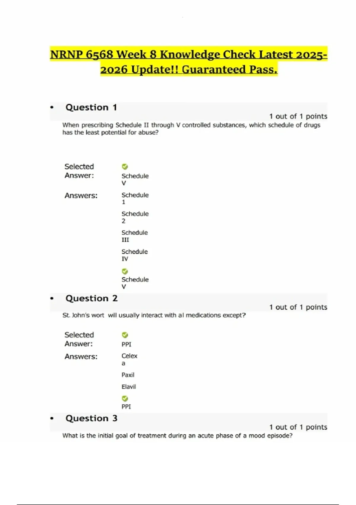 NRNP 6568 Week 8 Knowledge Check | Latest Update | Guaranteed Pass ...