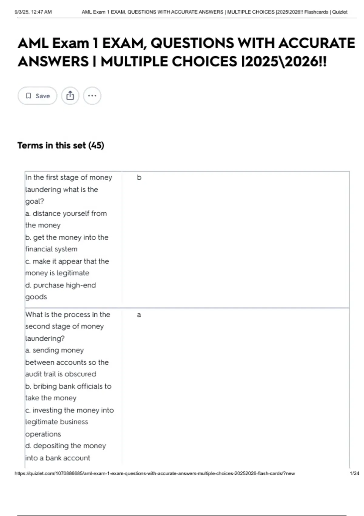 AML Exam 1 EXAM, QUESTIONS WITH ACCURATE ANSWERS | MULTIPLE CHOICES |!! - AML - Stuvia US