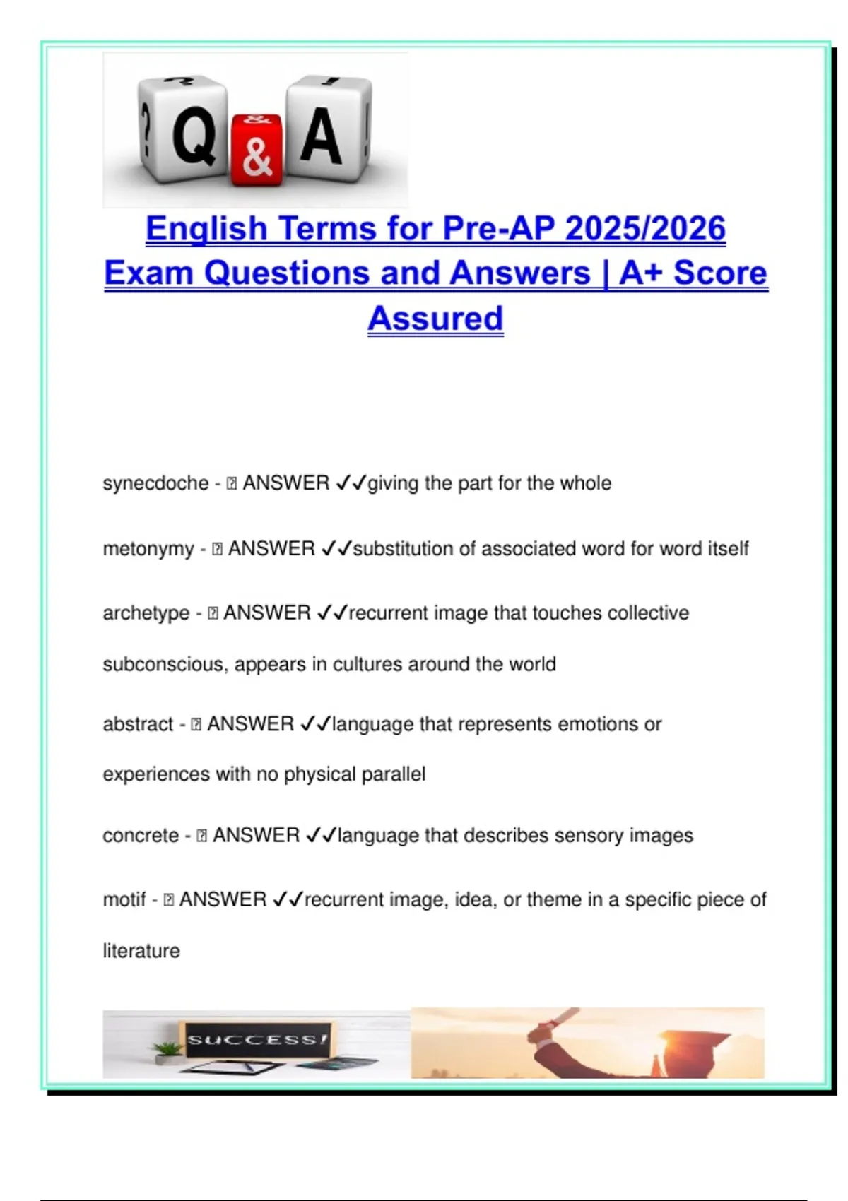 English Terms for Pre-AP 2025/2026 – 42 Key Questions & Answers ...