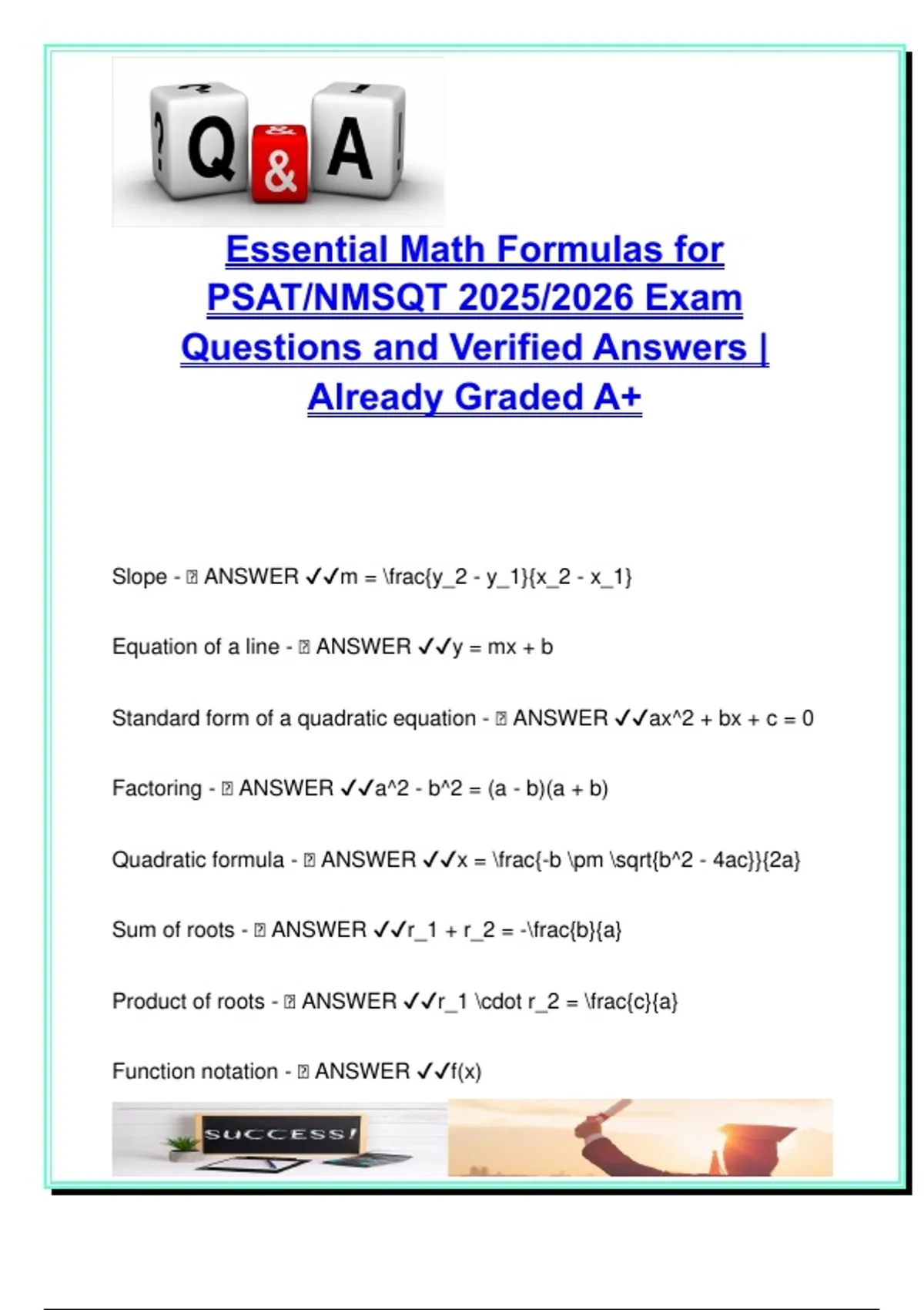 Essential Math Formulas for PSAT/NMSQT 2025/2026 – 38 Verified Q&A ...