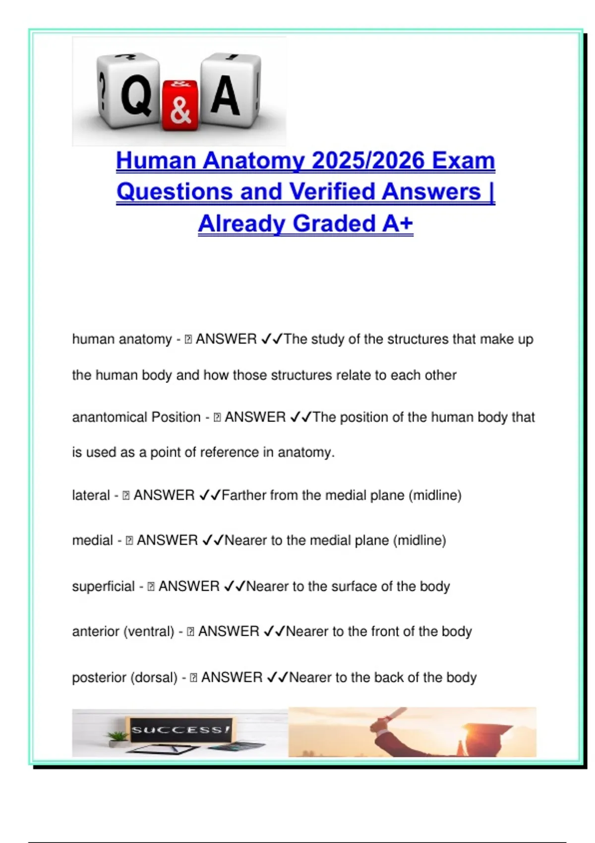 Human Anatomy 2025/2026 – 90+ Verified Exam Questions & Answers ...