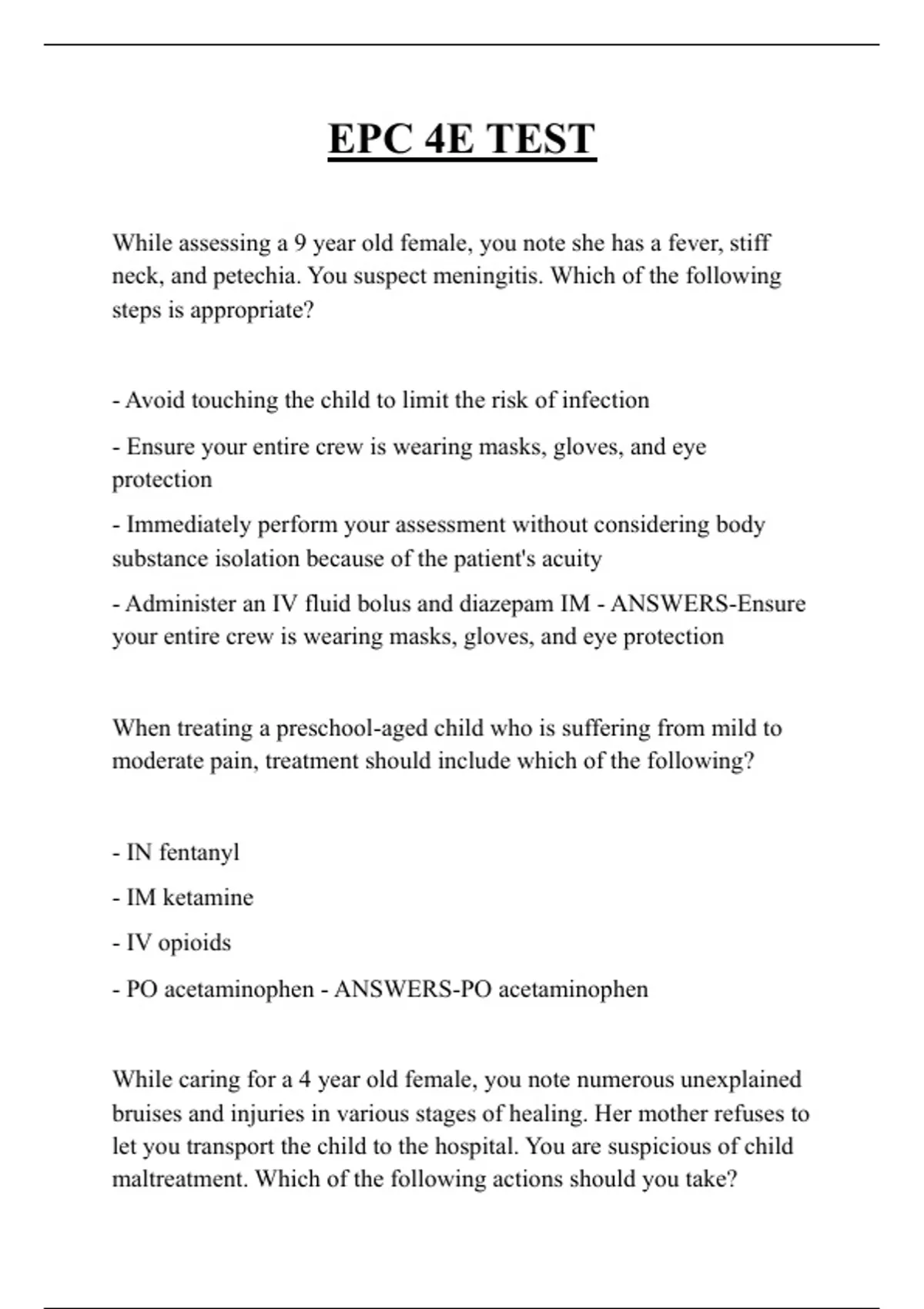 EPC 4E TEST QUESTIONS AND ANSWERS 2025 - EPC 4E - Stuvia US
