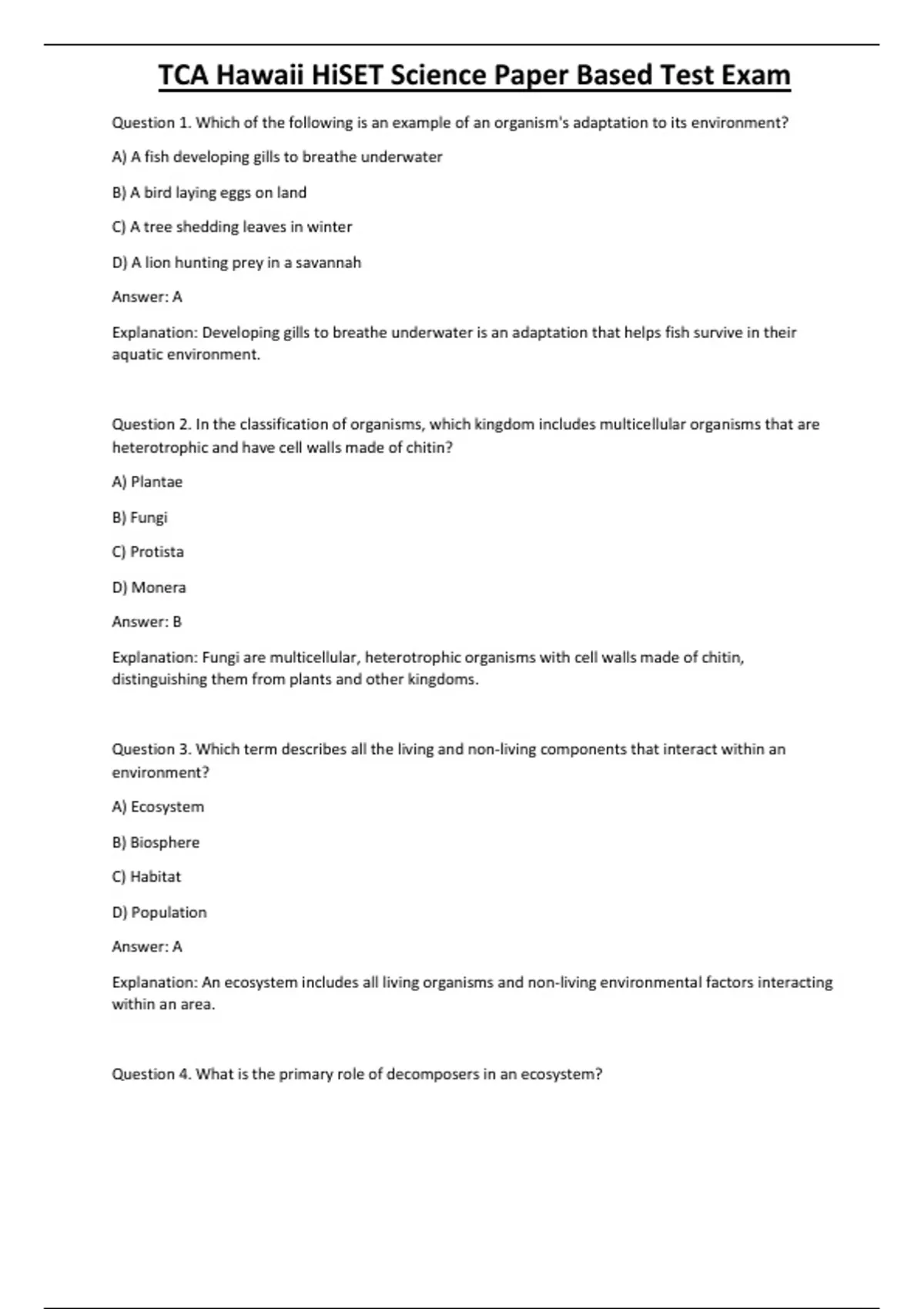 TCA Hawaii HiSET Science Paper Based Test Exam - Computers - Stuvia US