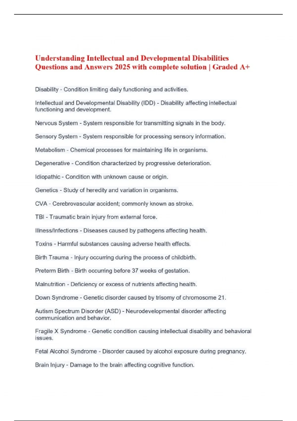 Understanding Intellectual and Developmental Disabilities Questions and ...