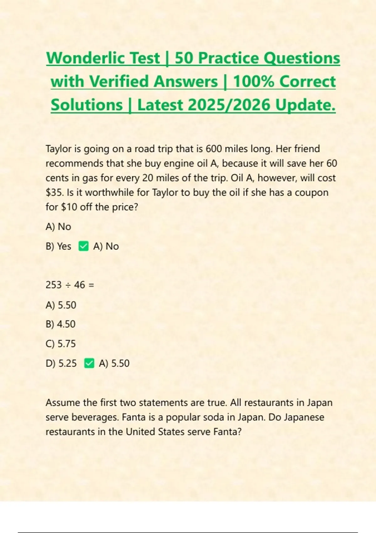 Wonderlic Test | 50 Practice Questions with Verified Answers | 100% ...