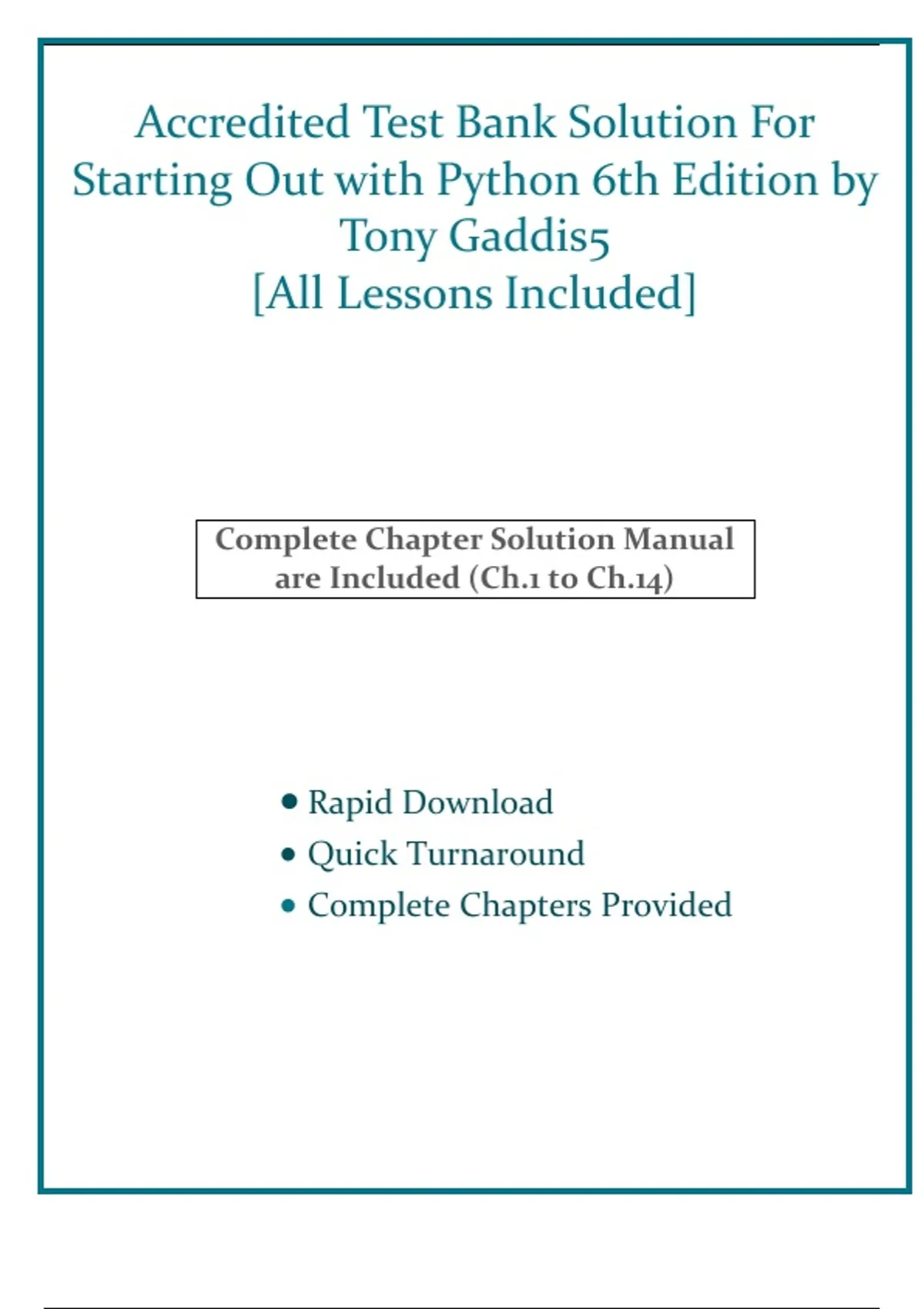 Accredited Test Bank Solution For Starting Out with Python 6th Edition ...