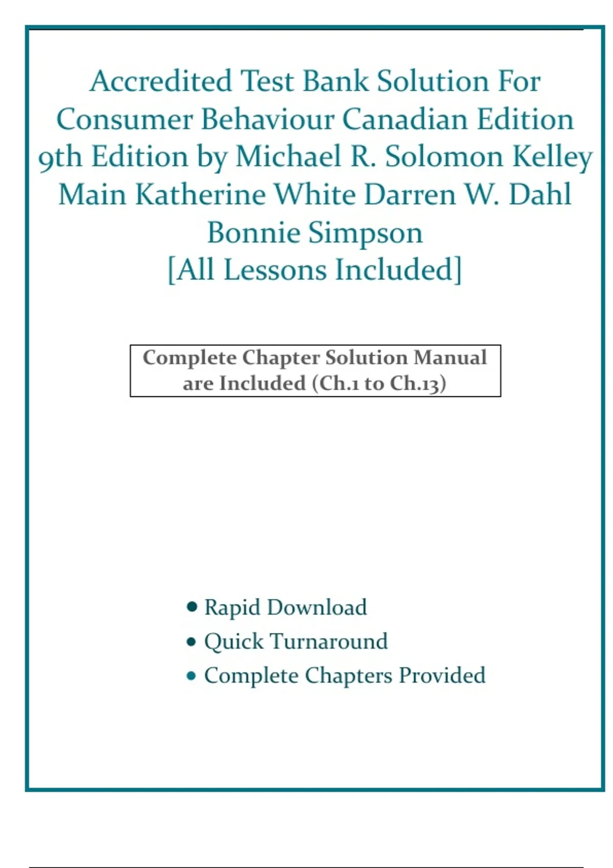 Accredited Test Bank Solution For Consumer Behaviour Canadian Edition ...