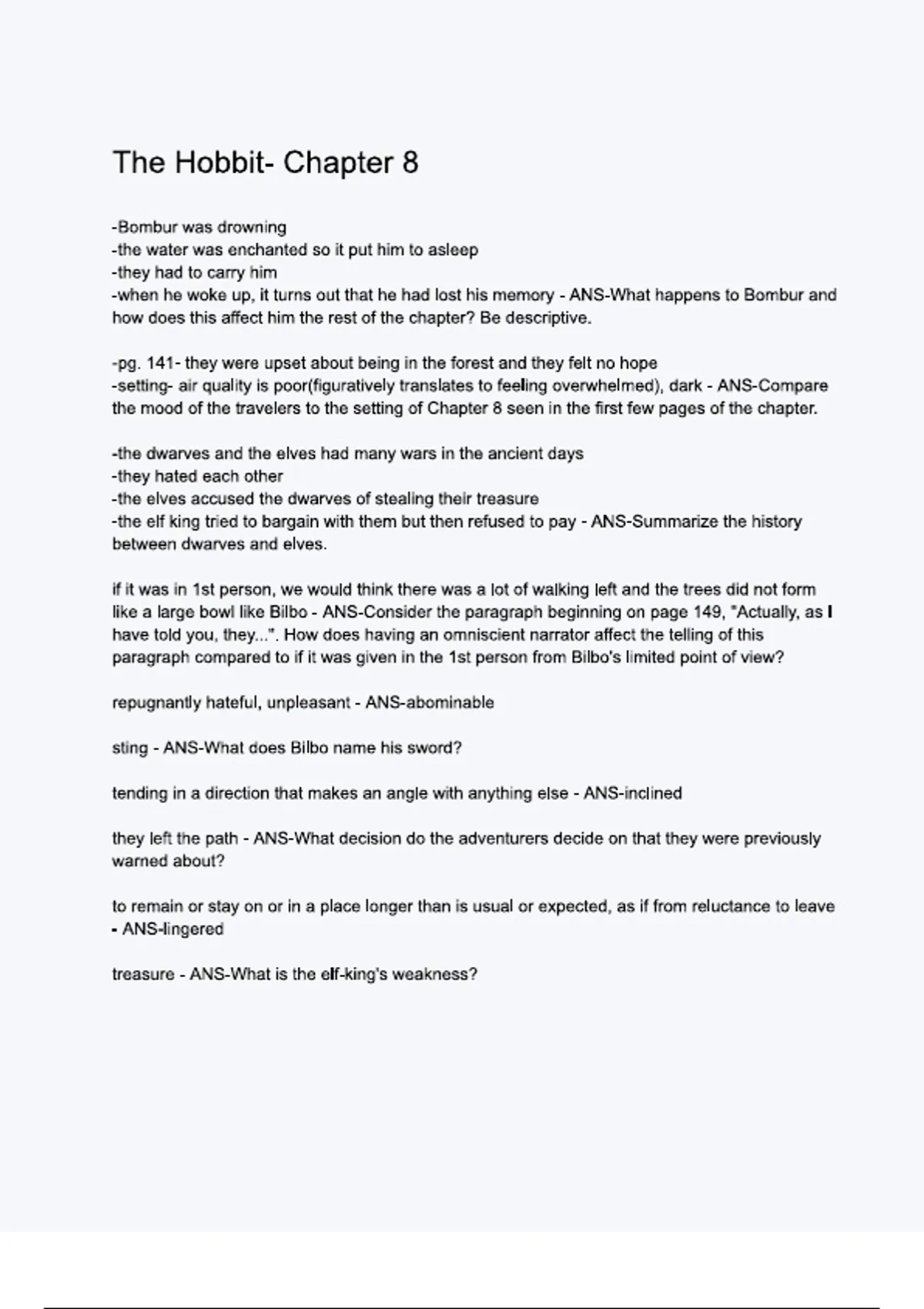 The Hobbit Chapter 8 Summary and Analysis 2025/2026 Flies and Spiders ...