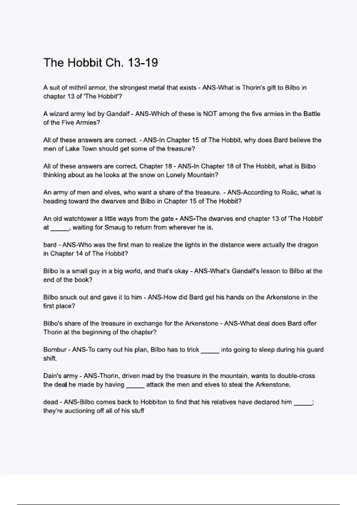 The Hobbit Chapters 13 to 19 Summary and Analysis Not at Home Fire and ...