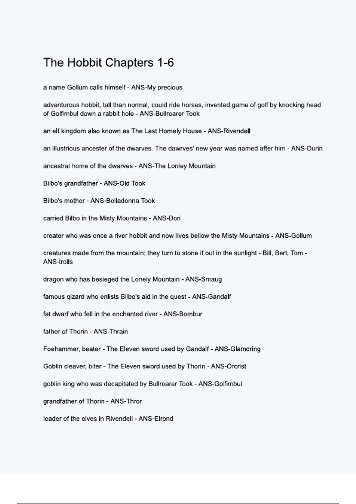 The Hobbit Chapters 1 to 6 Summary and Analysis An Unexpected Party ...