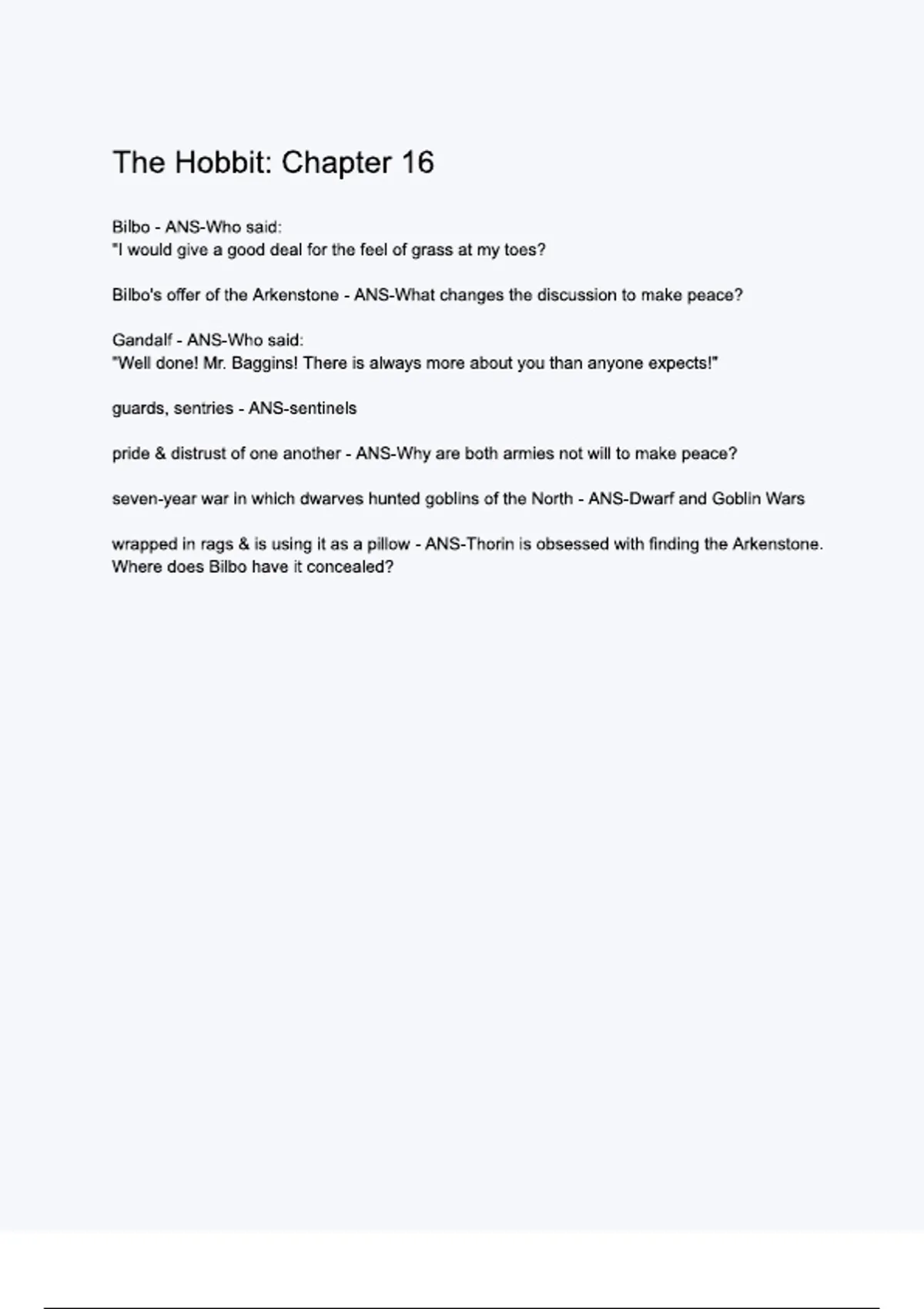 The Hobbit Chapter 16 Summary and Analysis A Thief in the Night Themes ...