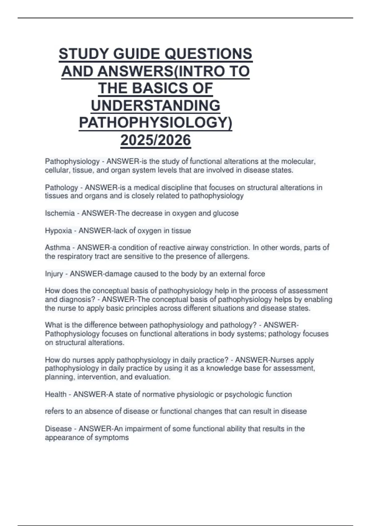 Study Guide Questions and Answers – Introduction to the Basics of ...
