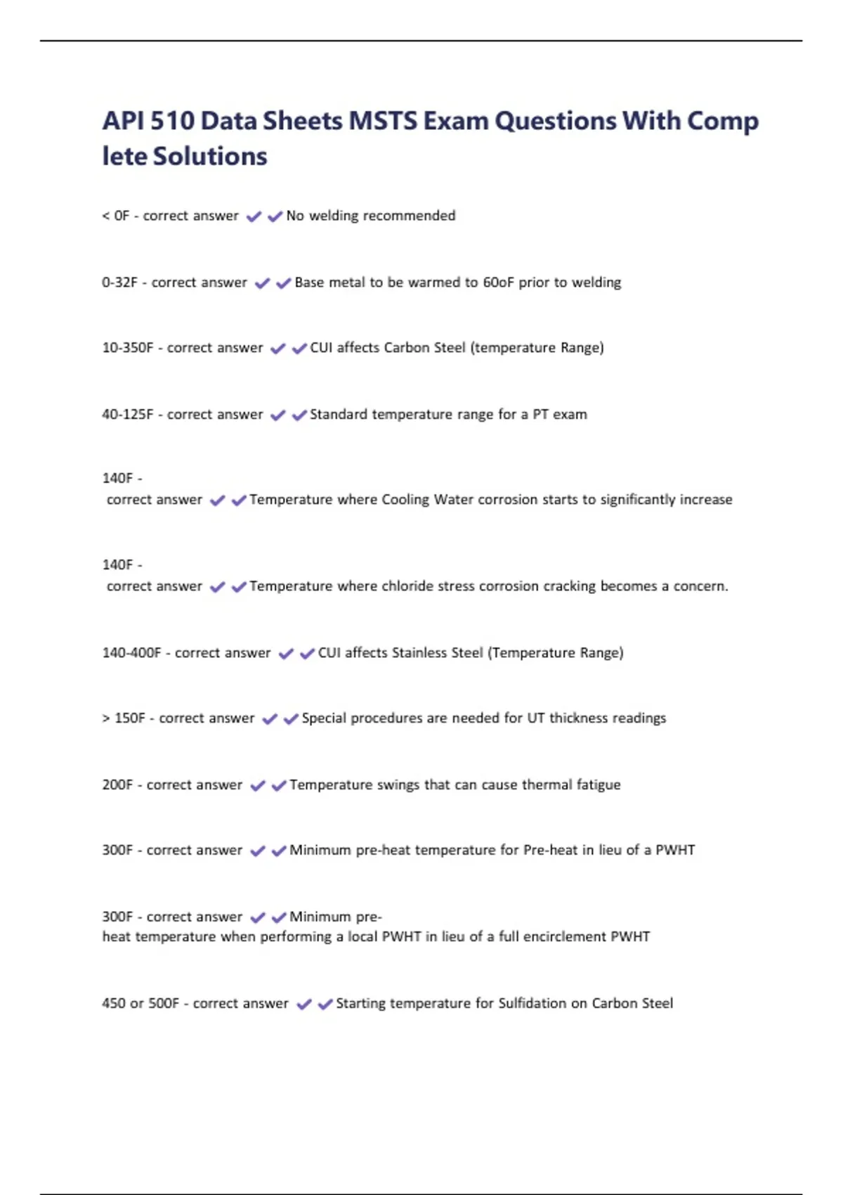 API 510 Data Sheets MSTS Exam Questions With Complete Solutions.pdf - API 510 - Stuvia US