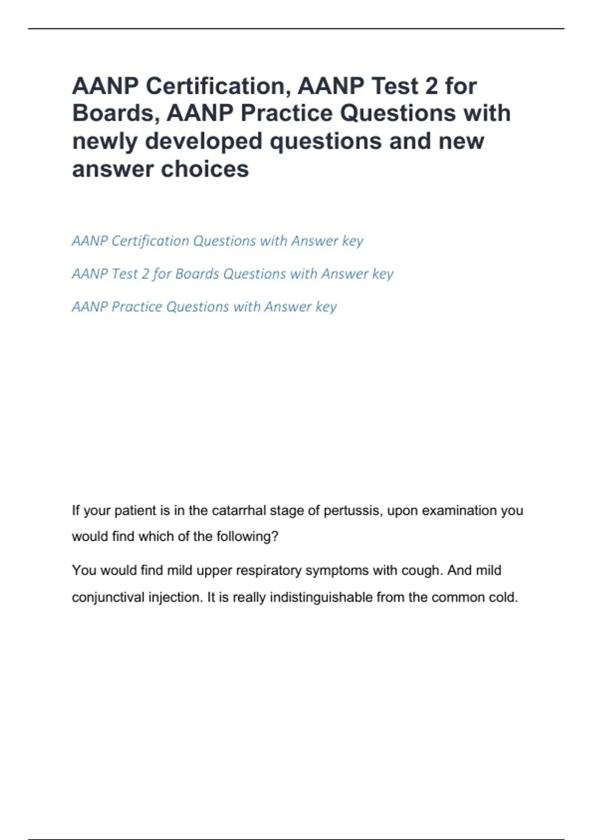 AANP Certification Exam Test 2 Boards Review with Questions and Answers ...
