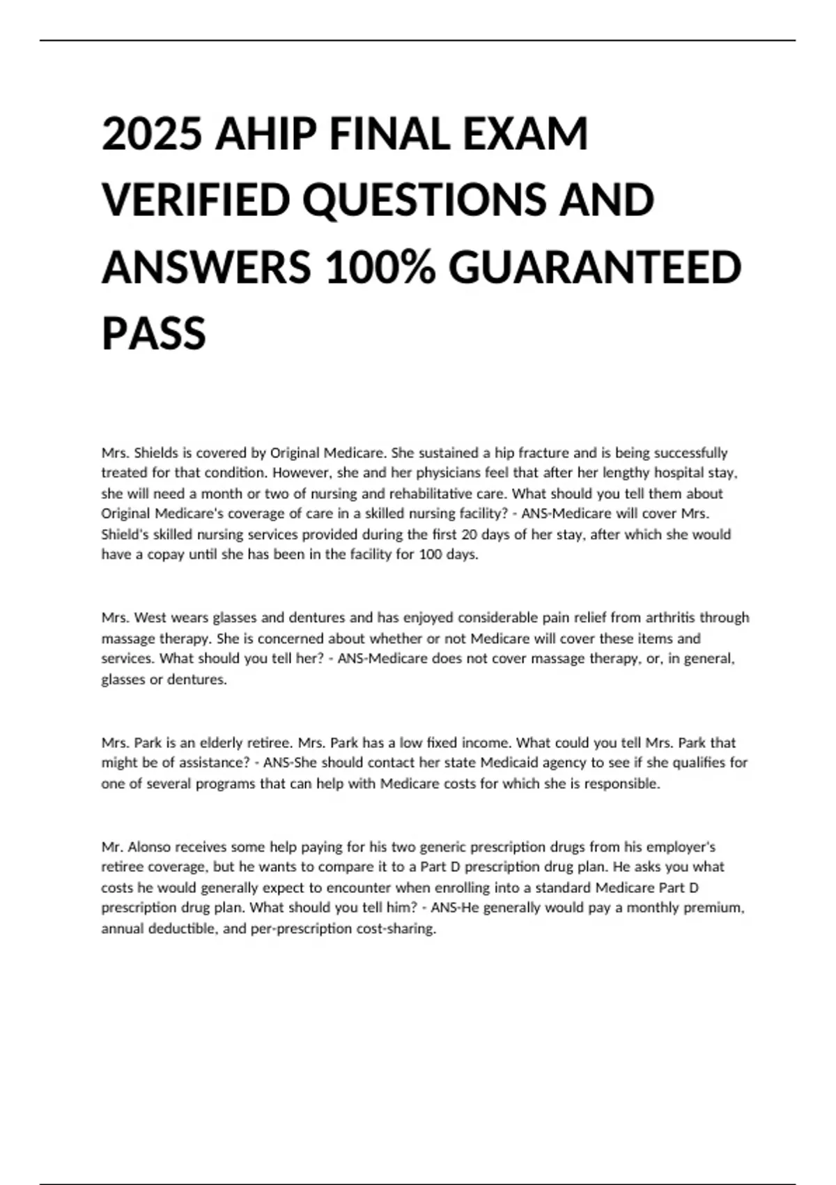 2025 AHIP FINAL EXAM VERIFIED QUESTIONS AND ANSWERS 100% GUARANTEED ...