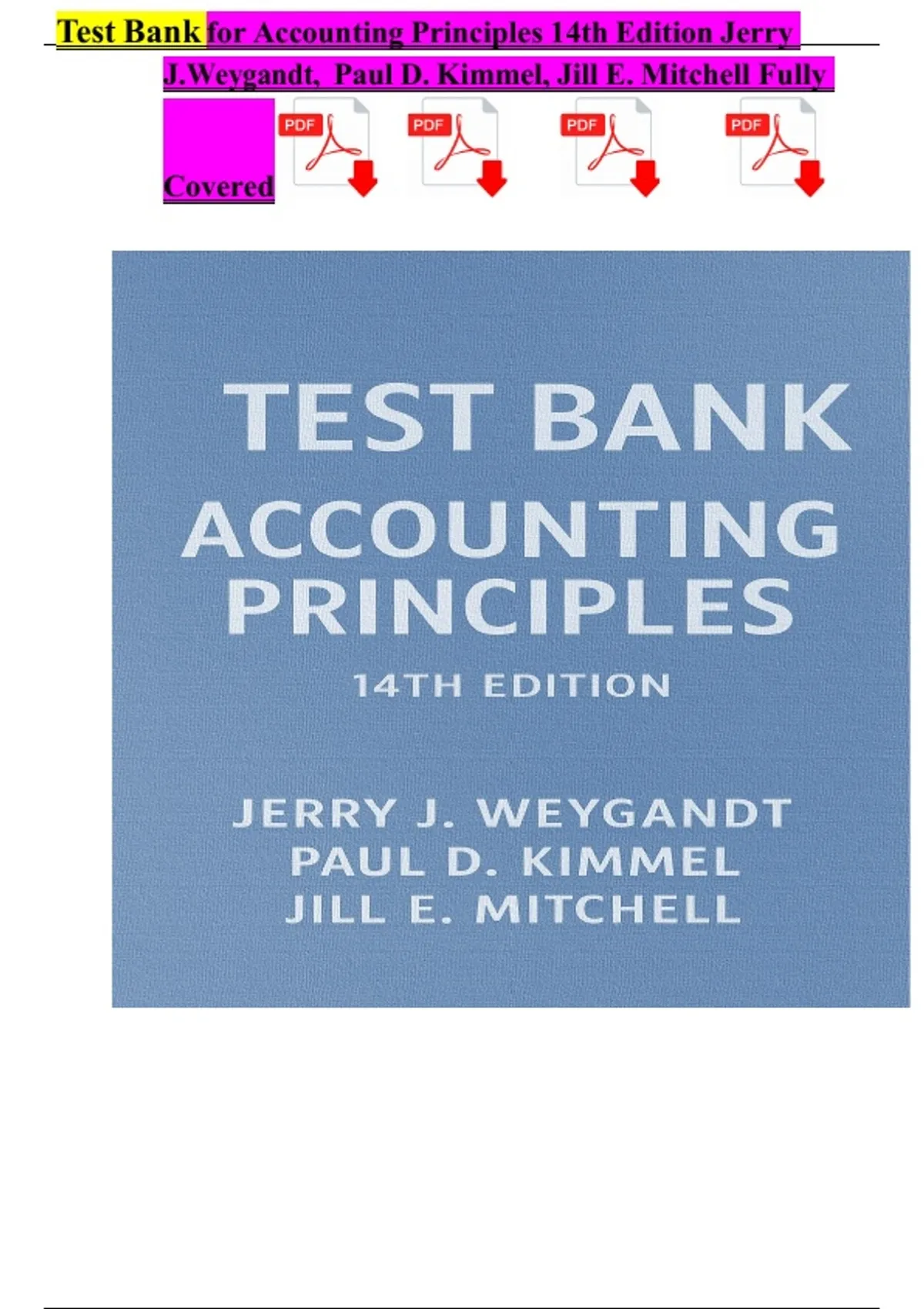 Test Bank for Accounting Principles 14th Edition Jerry J.Weygandt, Paul ...