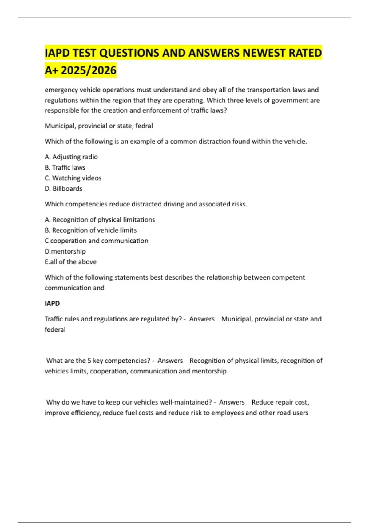 IAPD TEST QUESTIONS AND ANSWERS NEWEST RATED A+ 2025/2026 - IAPD ...