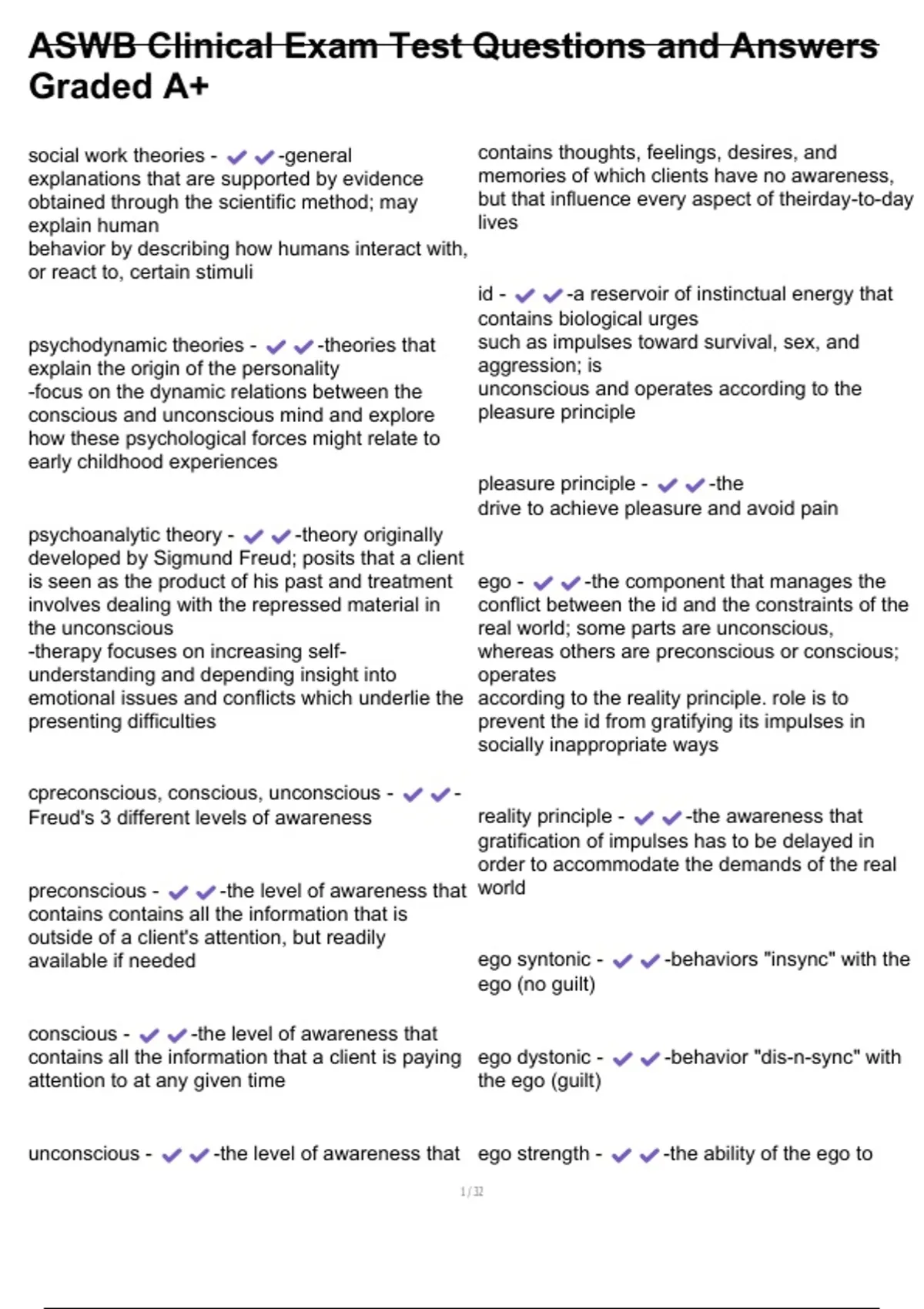 ASWB Clinical Exam Test Questions and Answers Graded A+ - ASWB Clinical ...