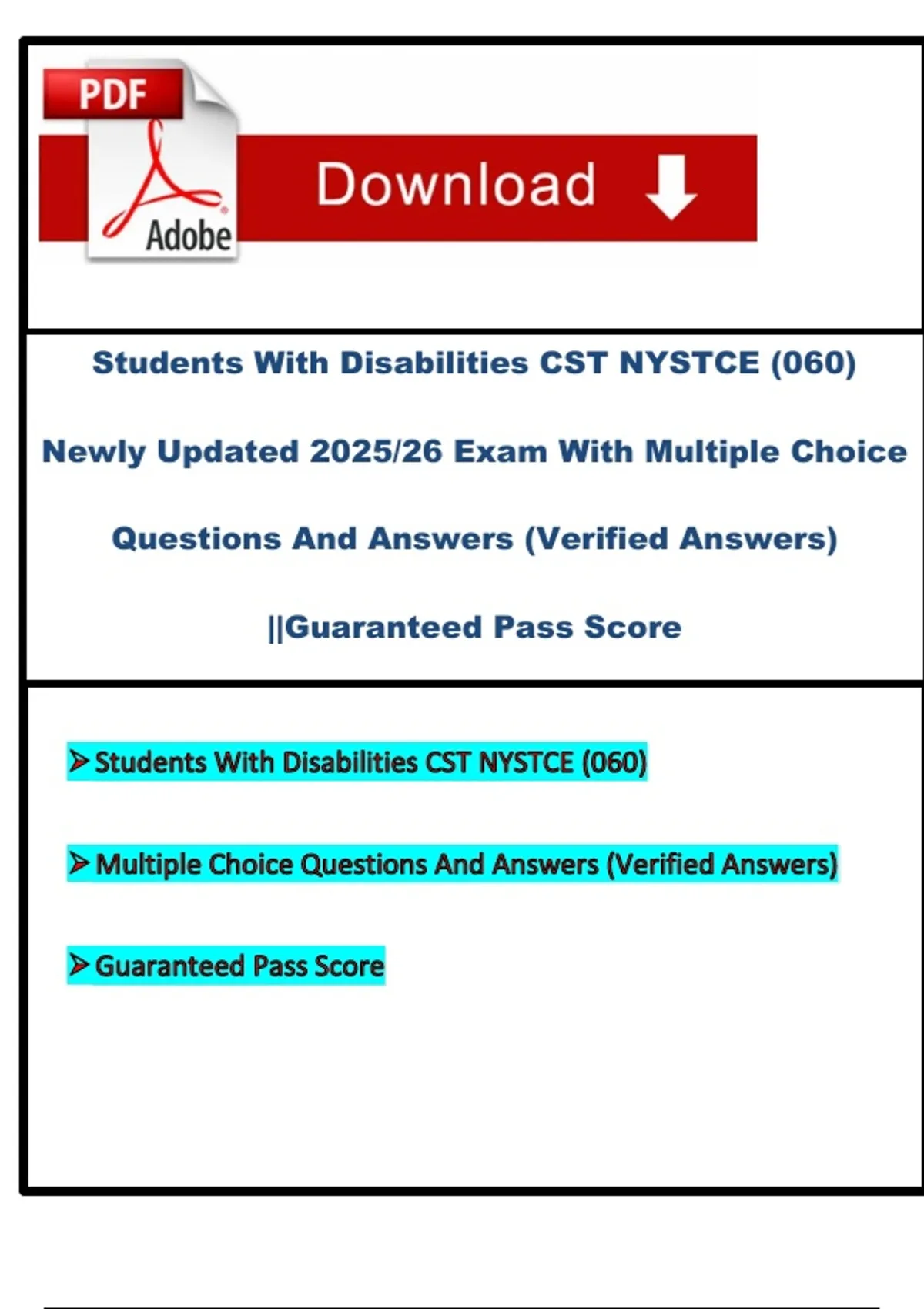 Students With Disabilities CST NYSTCE (060) Newly Updated 2025/26 Exam ...
