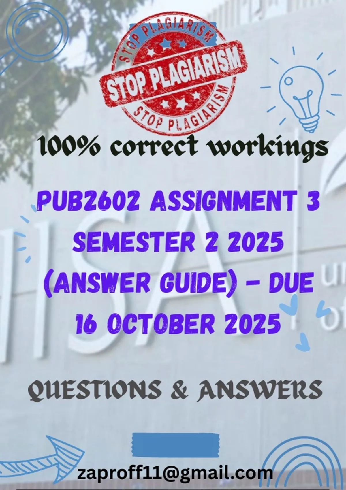 PUB2602 Assignment 3 Semester 2 2025 (Answer Guide) - Due 16 October ...
