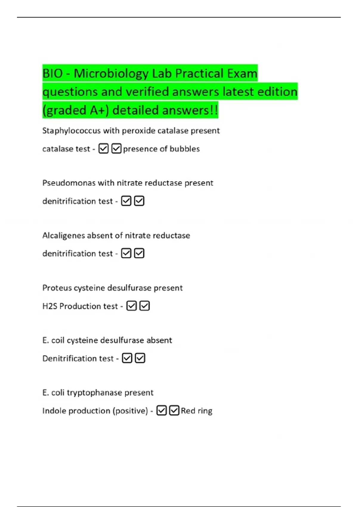 BIO - Microbiology Lab Practical Exam questions and verified answers ...