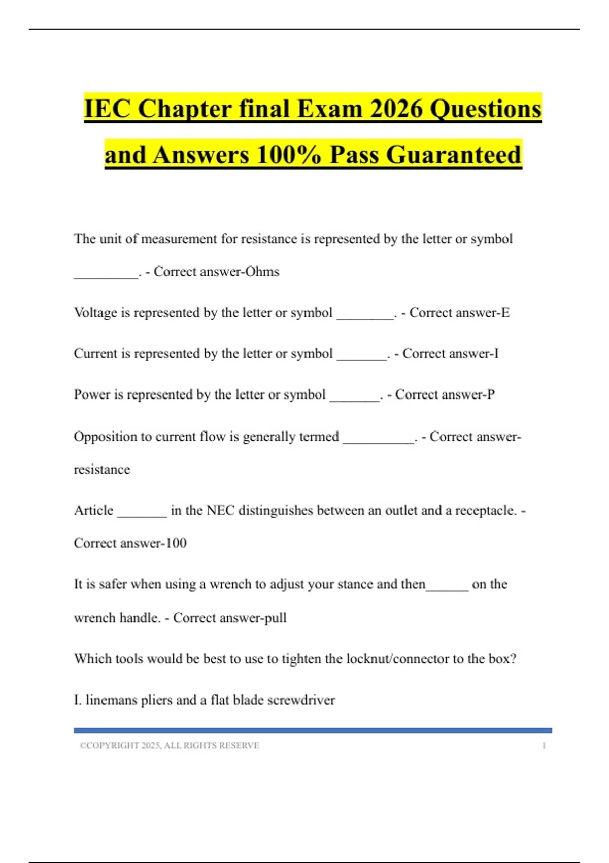 IEC Chapter final Exam 2026 Questions and Answers 100% Pass Guaranteed ...