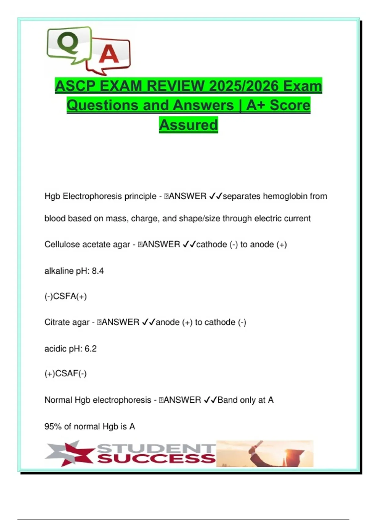 ASCP BOC Exam Review 2025/2026 – 200+ High-Yield Q&A with Rationales ...