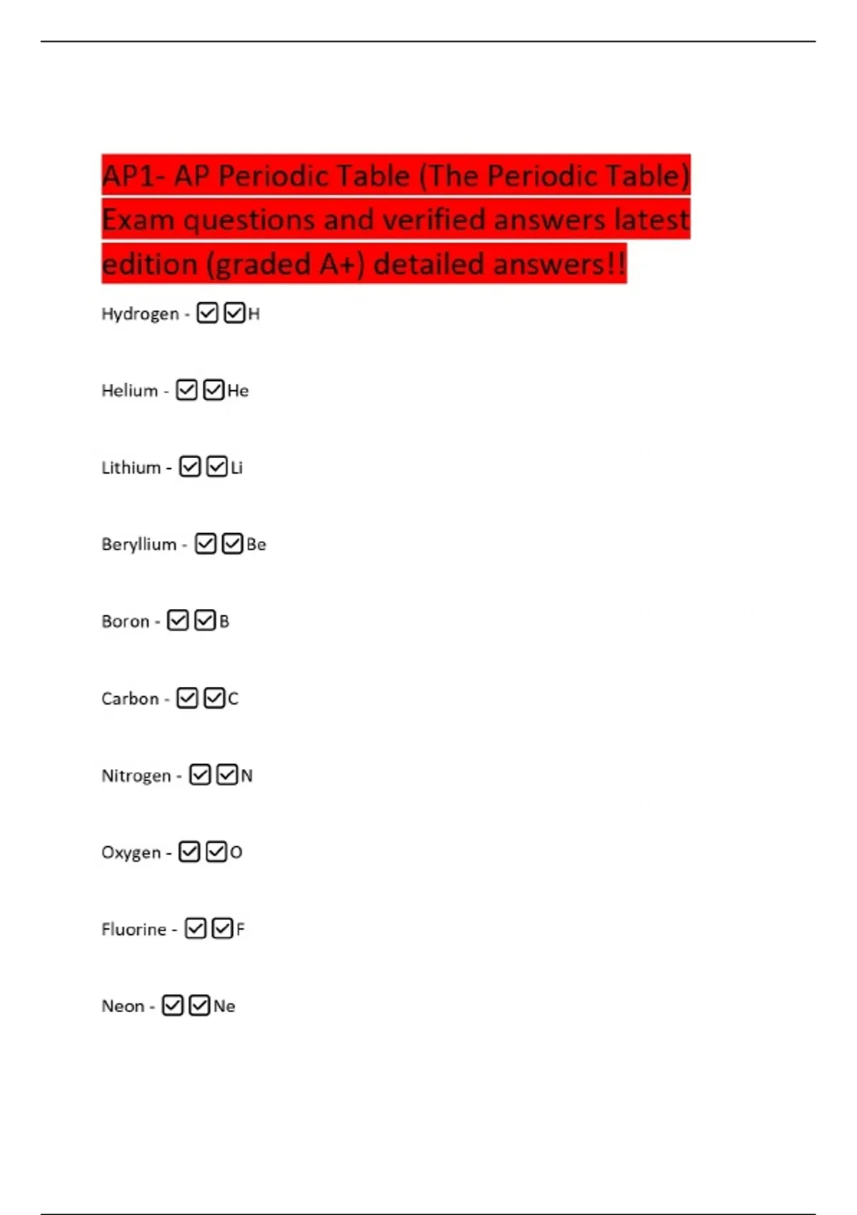 AP1- AP Periodic Table (The Periodic Table) Exam questions and verified ...