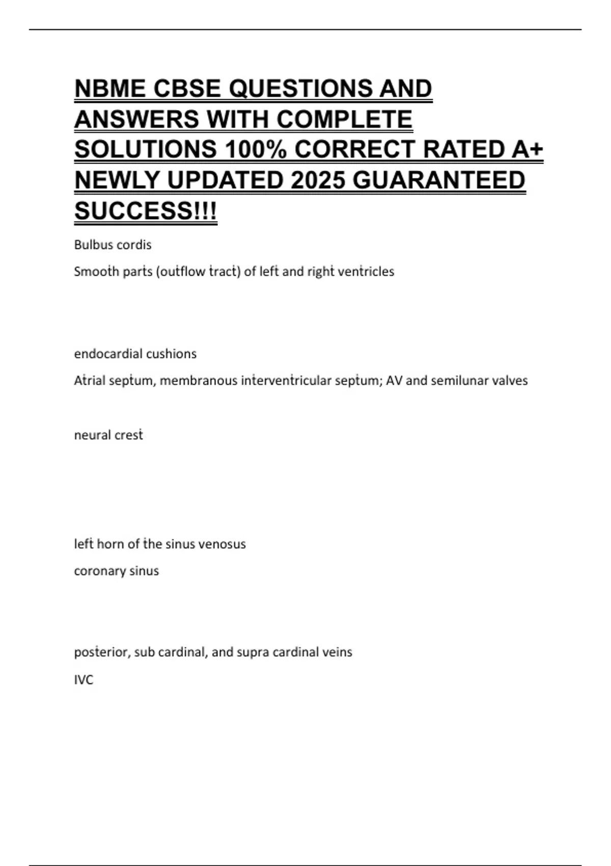 NBME CBSE QUESTIONS AND ANSWERS WITH COMPLETE SOLUTIONS 100% CORRECT ...