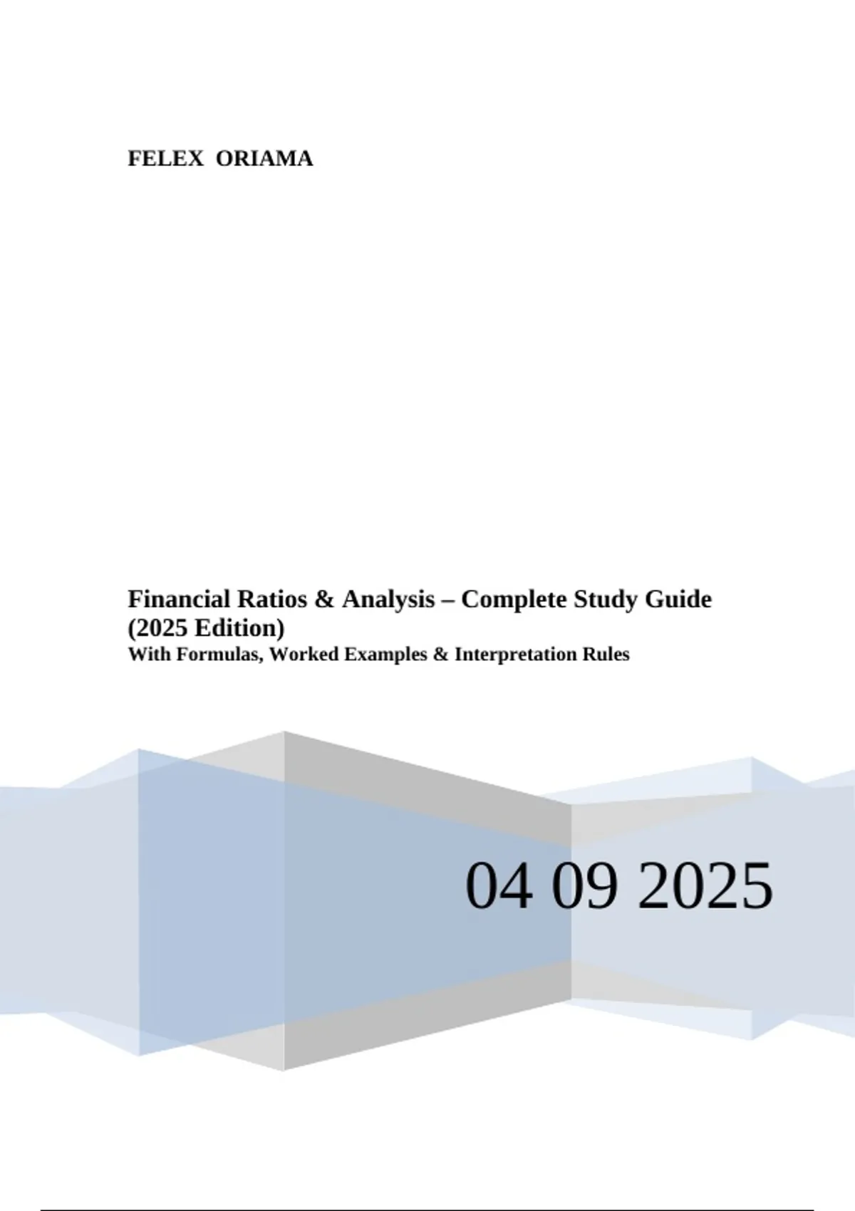 Summary Financial Ratios & Analysis – Complete Study Guide with ...