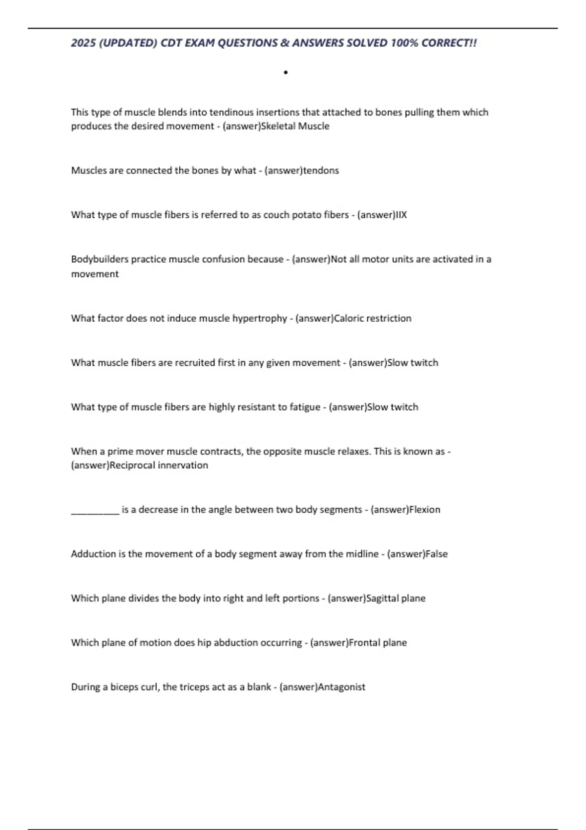 2025 (UPDATED) CDT EXAM QUESTIONS & ANSWERS SOLVED 100% CORRECT ...
