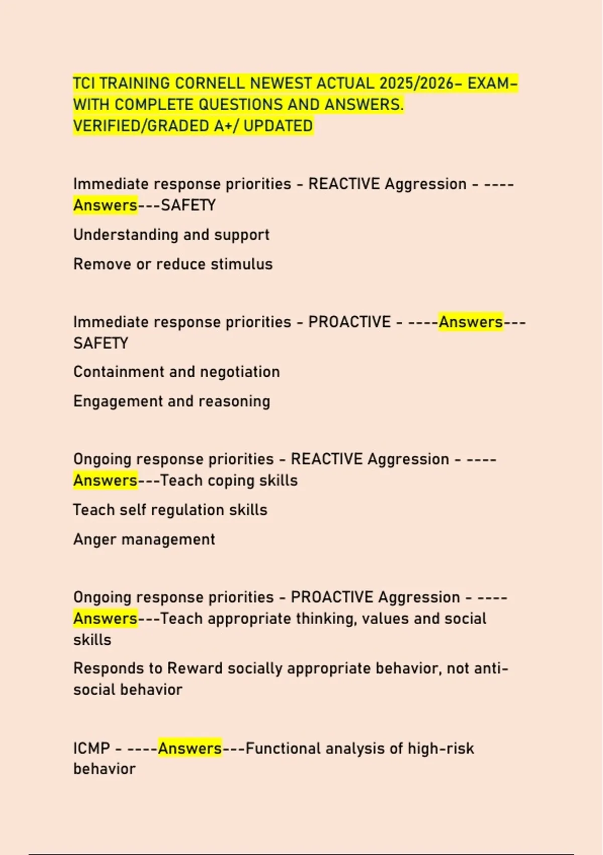 TCI TRAINING CORNELL NEWEST ACTUAL 2025/2026– EXAM– WITH COMPLETE ...